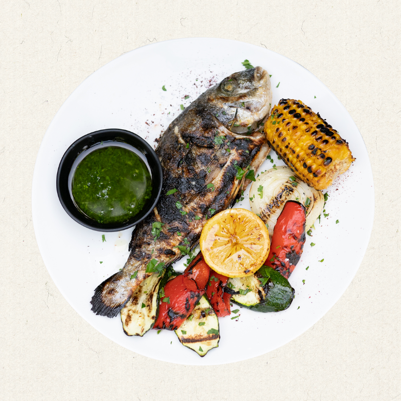 Dorada la gratar cu legume - Krud